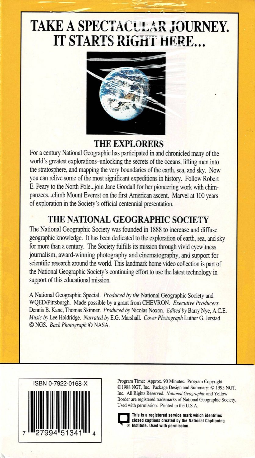 National Geographic The Explorers A Century of Discovery VHS Video ...
