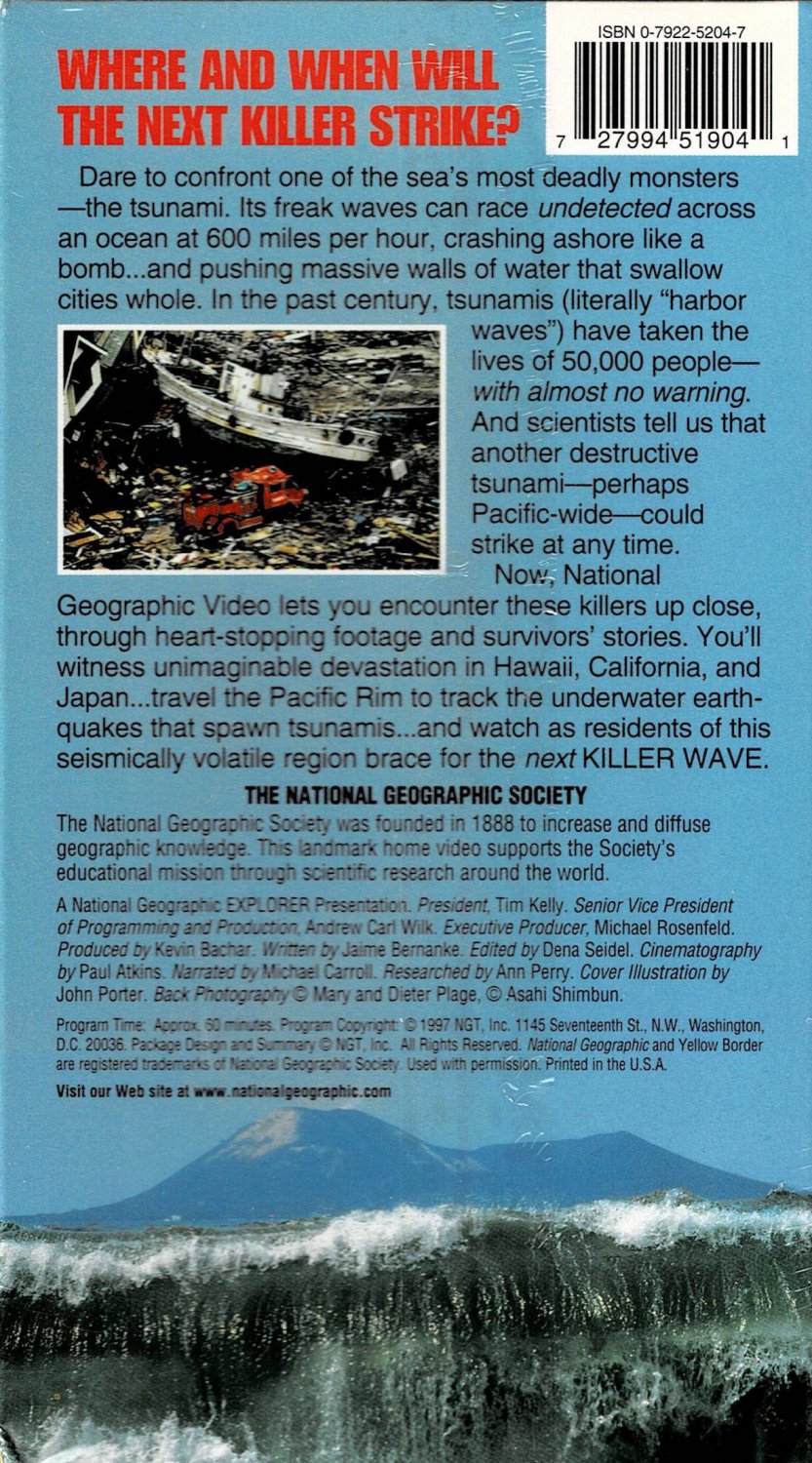 Killer Wave Power of The Tsunami National Geographic Documentary VHS Video NEW