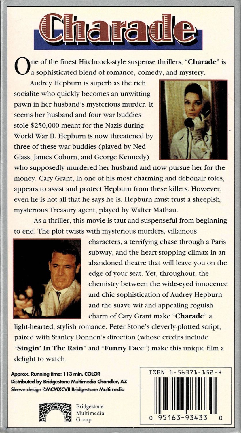 Charade Movie Audrey Hepburn Cary Grant Collectors Edition Suspenseful ...