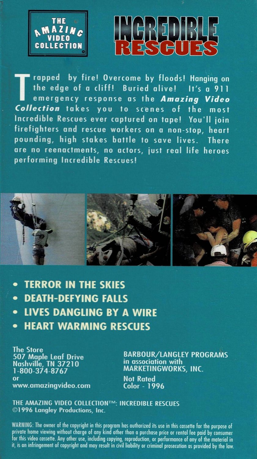Incredible Rescues The Amazing VHS Video Collection Ultimate in Reality NEW
