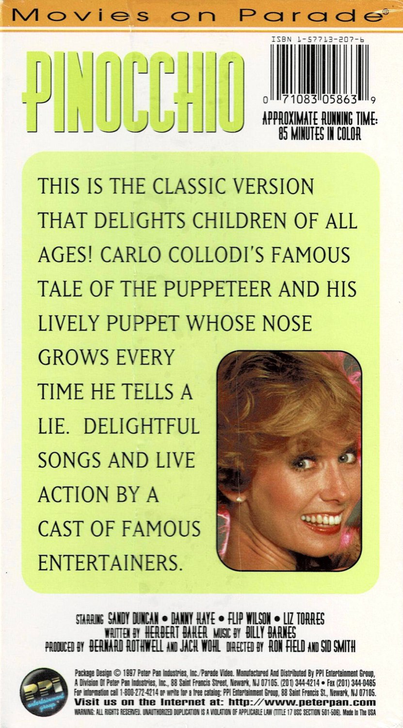 Pinocchio Film with Sandy Duncan Danny Kaye Flip Wilson Liz Torres ...