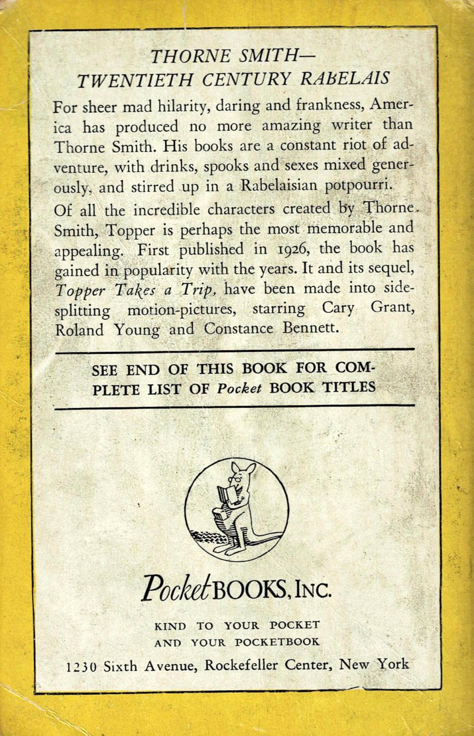 Topper A Ribald Adventure By Thorne Smith Paperback Book Vintage 1945