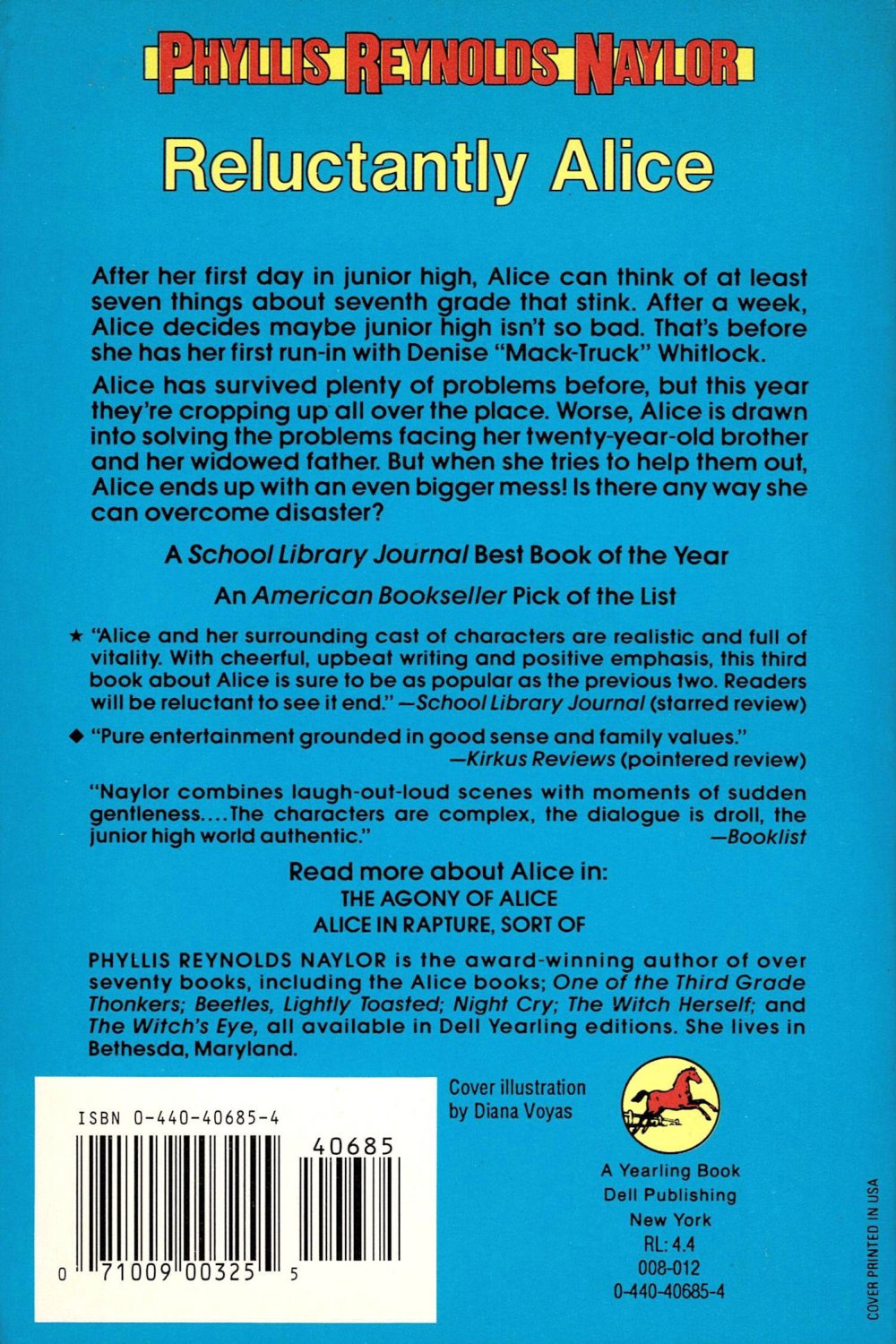 Reluctantly Alice By Phyllis Reynolds Naylor For Ages 9 to 12 Paperback ...