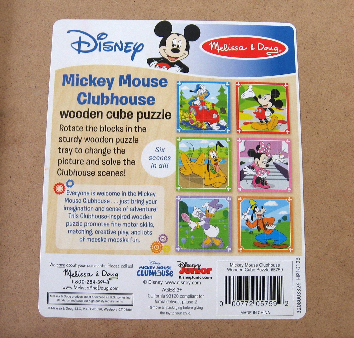 Disney Melissa & Doug Mickey Mouse Clubhouse Wooden Cube Puzzle Ages 3 ...