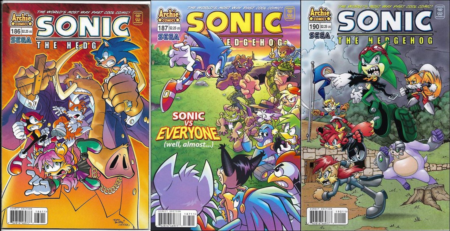 Sonic the Hedgehog # 186,187 & 190 Archie Comics - Set of 3 comics