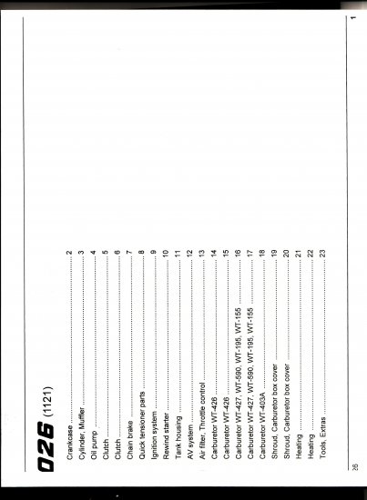 Chain Saw Parts List STIHL 026