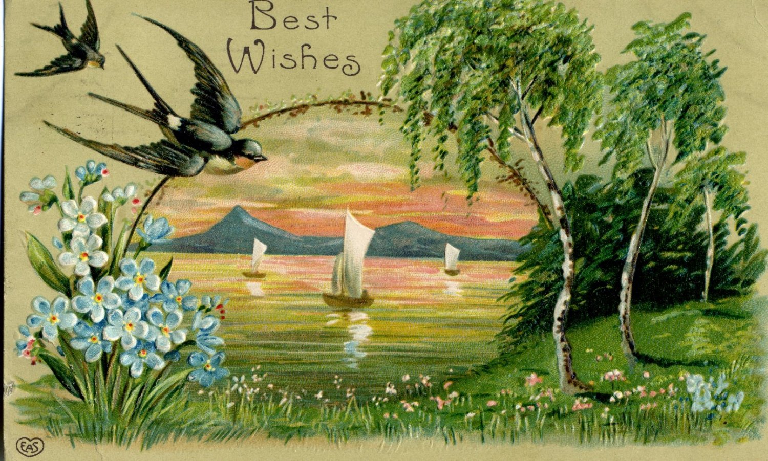 Best Wishes Vintage Postcard (circa 1909)