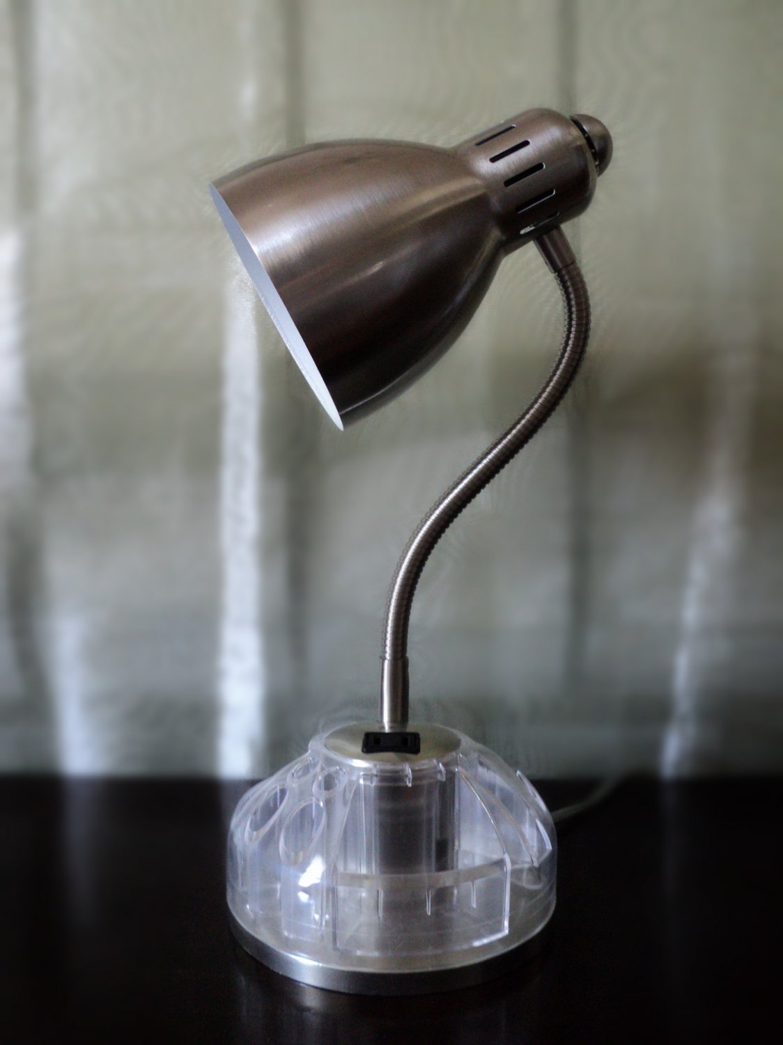 Brushed Nickel Gooseneck Organizer Desk Lamp New