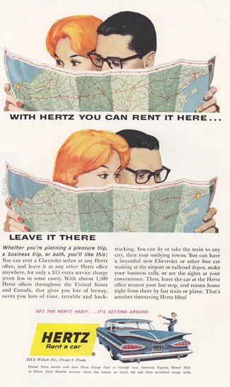 1959 Hertz Rent a Car (Blue): Maps