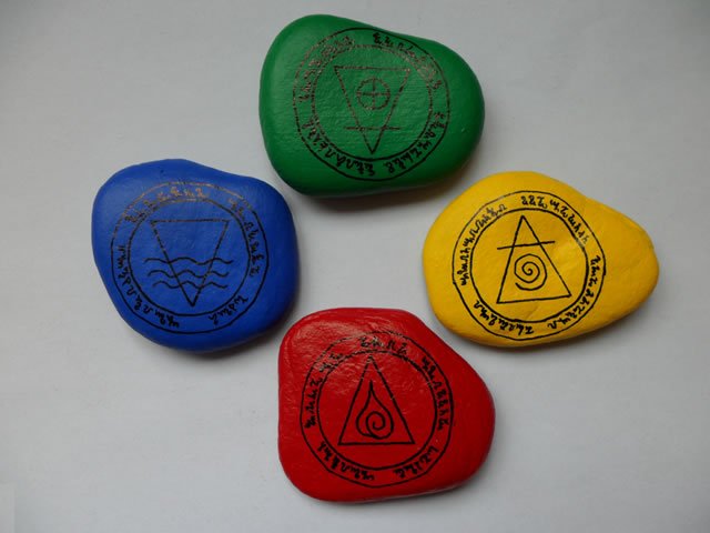 Set of 4 Elemental Stones talismans earth fire water air altar ritual ...