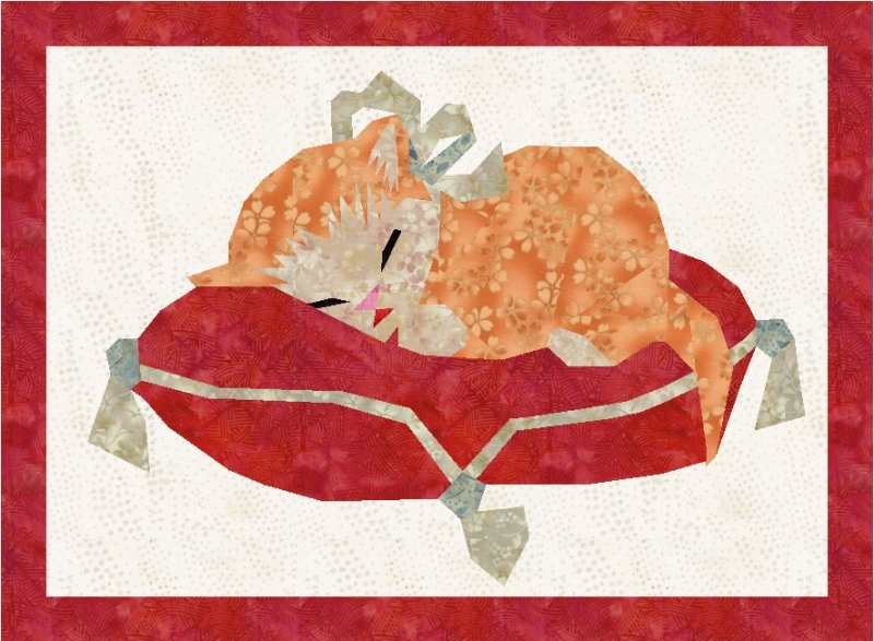 PDF Pattern Sleeping Kitten Kitty Cat Paper Foundation Piecing Pieced ...