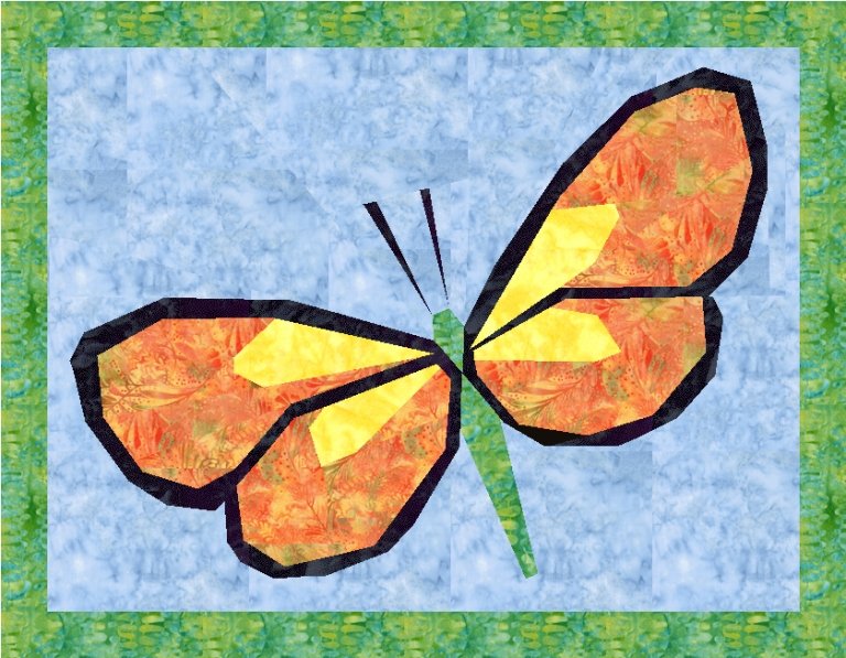 Beautiful Butterfly Foundation Paper Piecing Pieced Quilt Block Pattern ...