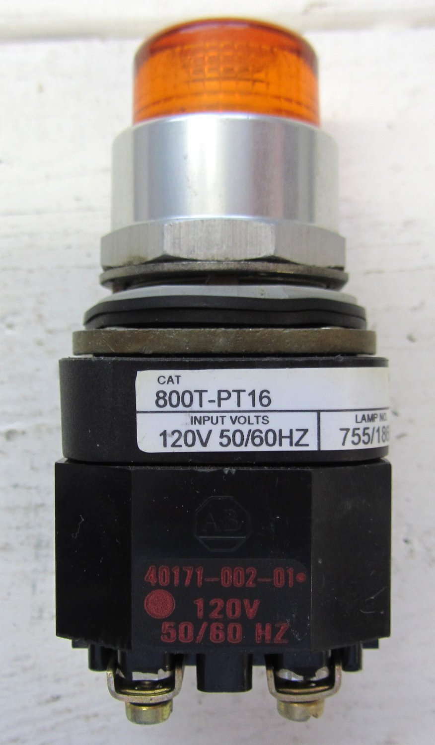 Allen Bradley 800T-PT16 Push Button Pilot Light Orange Amber 120 VAC ...