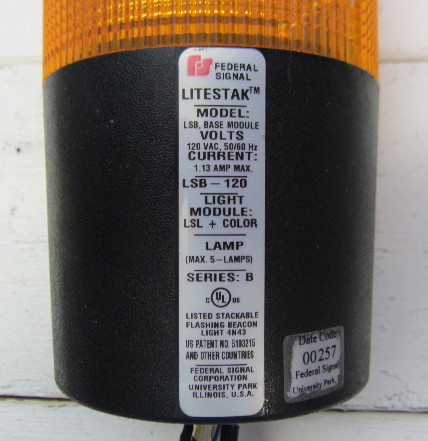 Federal Signal LITESTAK LSB-120 Steady Stack Light Amber Red LSB120 120 ...