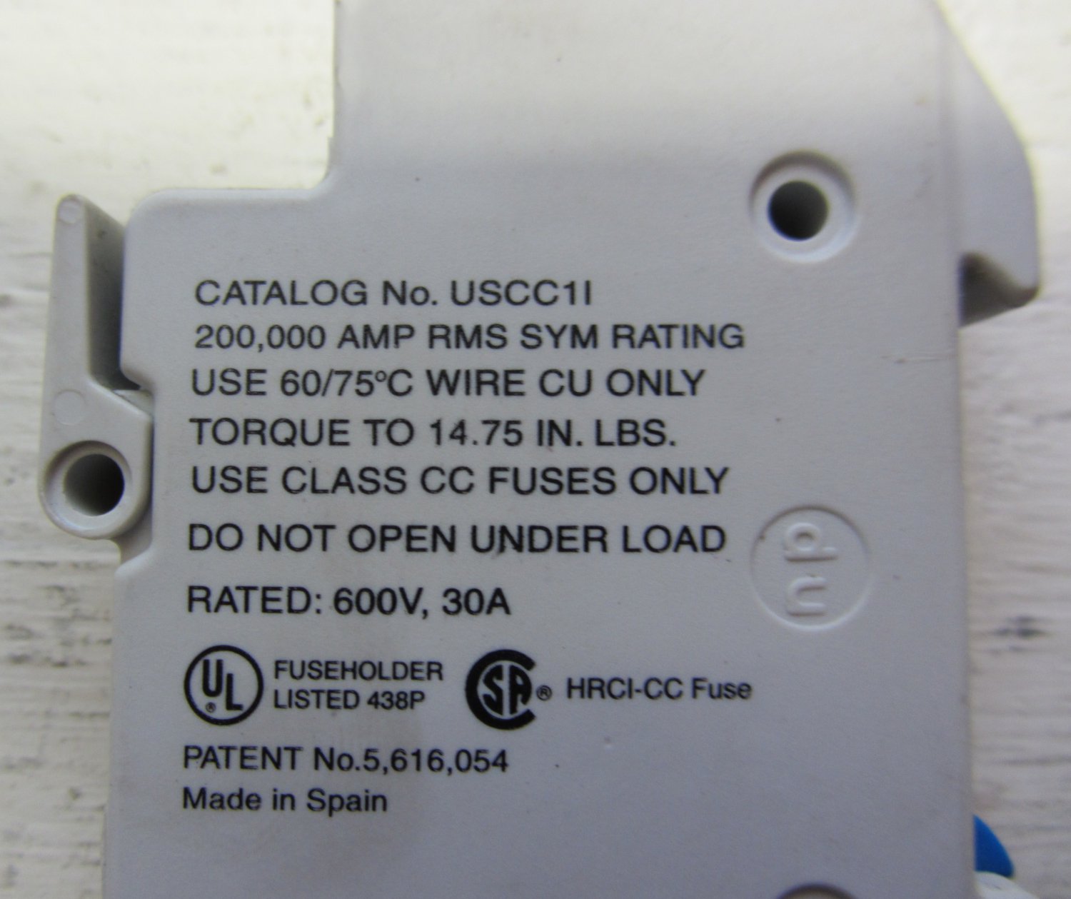 Gould Ferraz Shawmut Ultrasafe USCC1I Class CC Fuse Holder 600 V 30 Amp