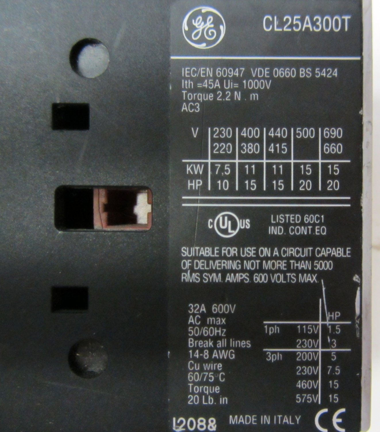 General Electric CL25A300T Motor Starter Contactor 110 Volt Coil 15 HP ...
