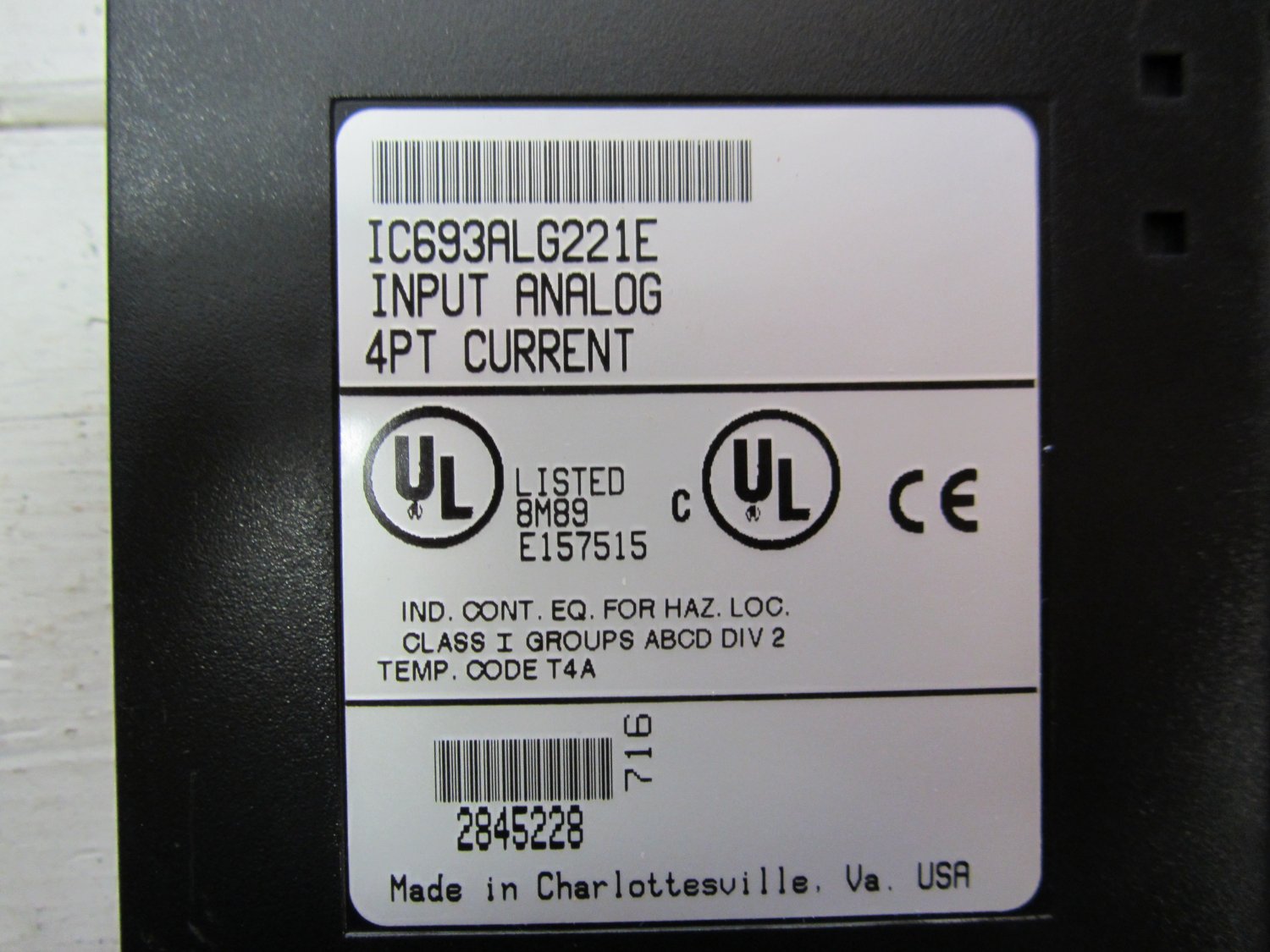 GE Fanuc IC693ALG221E 4 Point Current Input Analog Module 90-30 PLC