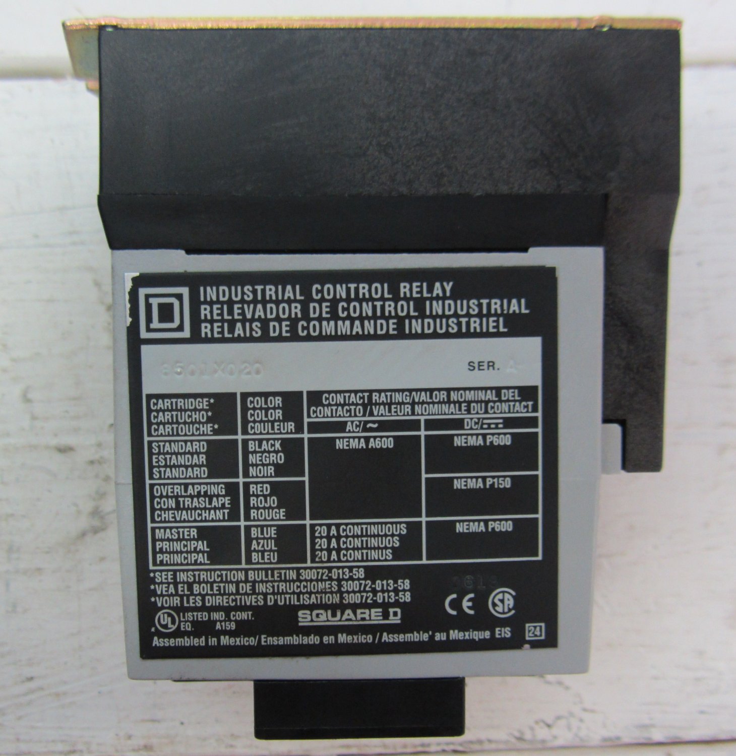 Square D 8501X020 Type X Relay Ser. A Industrial Control Relay 8501 8 N ...