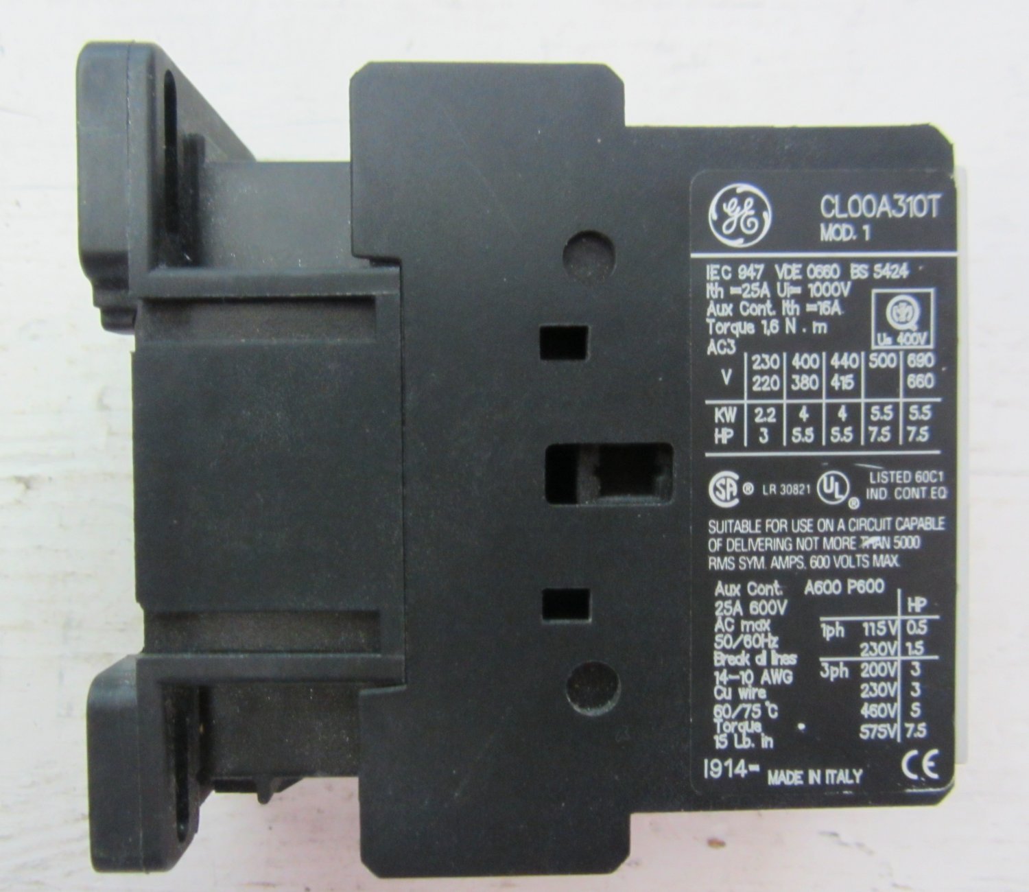 General Electric CL00A310T Motor Starter Contactor 110 / 120 Volt Coil ...
