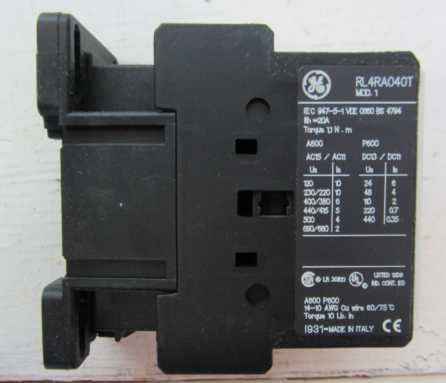General Electric RL4RA040T Relay 120 Volt Coil RL4R 40E LB1AJ
