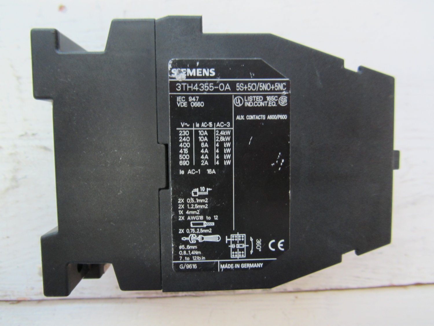 Siemens 3TH4355-0A 5 Normally Open 5 Normally Closed Contact Relay ...
