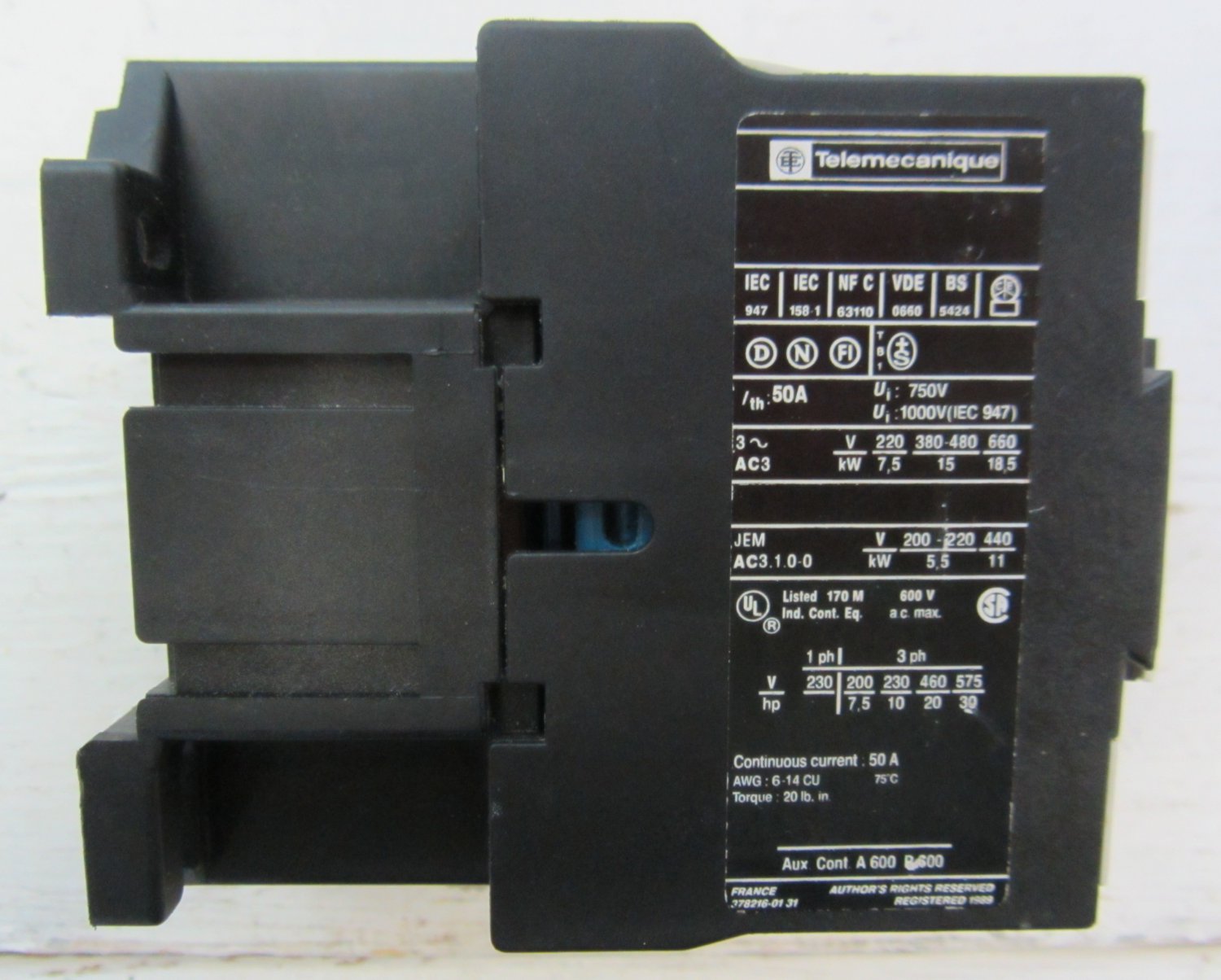 Telemecanique LC1D3210 G6 LC1-D3210-G6 32 Amp 690 Volt Contactor 1 NO ...
