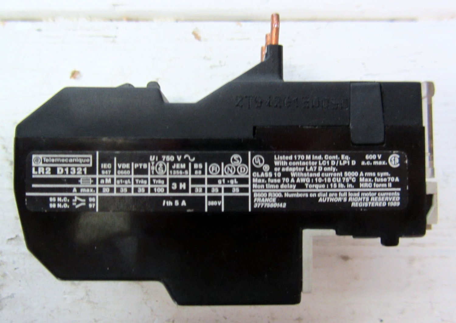 Telemecanique LR2D13 LR2-D1321 Bimetallic OVERLOAD RELAY 12 - 18 AMP ...