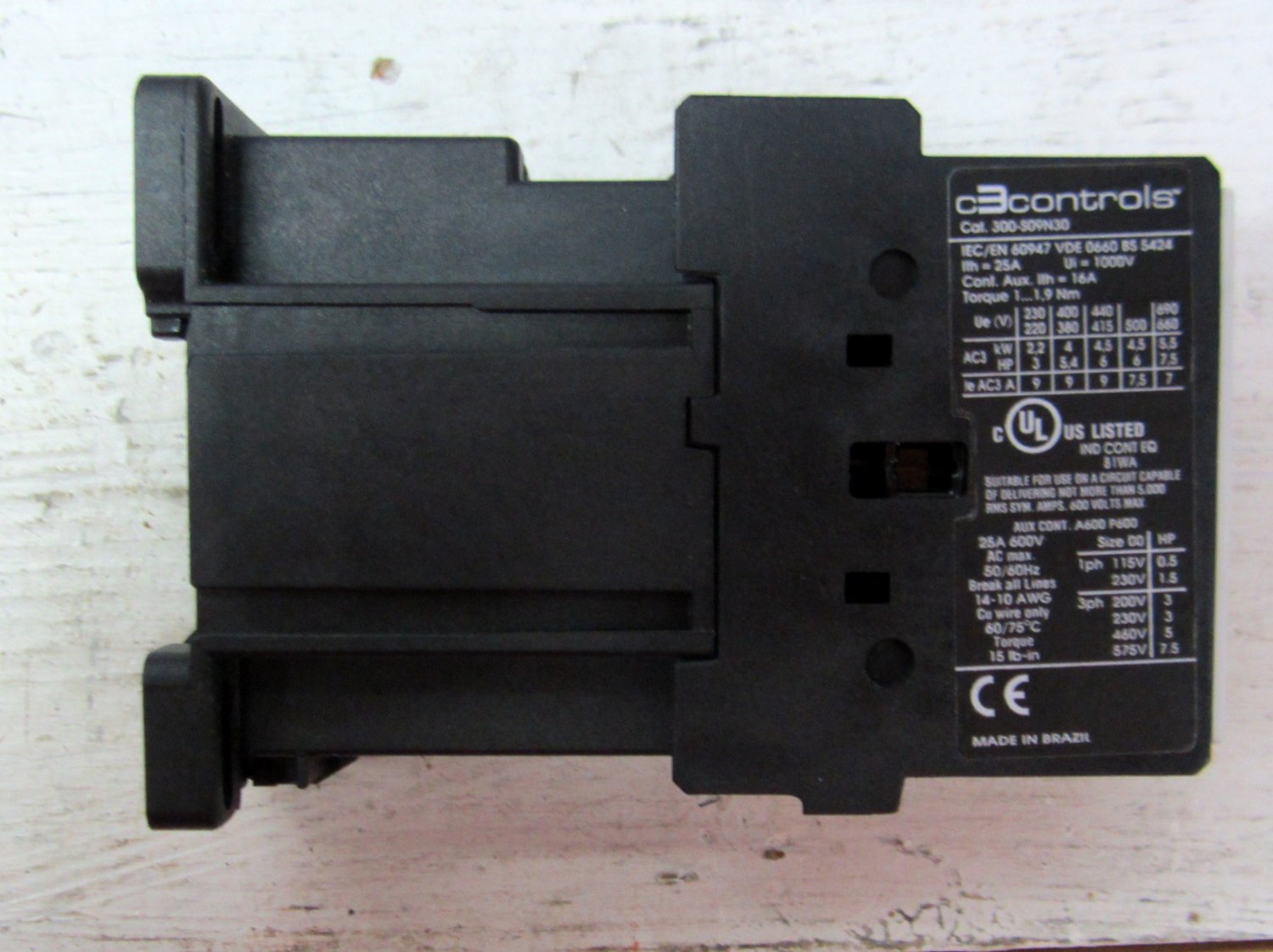 C3 Controls 300-S09N30D10 S0910E Motor Starter Contactor 24 VDC Coil 1 ...