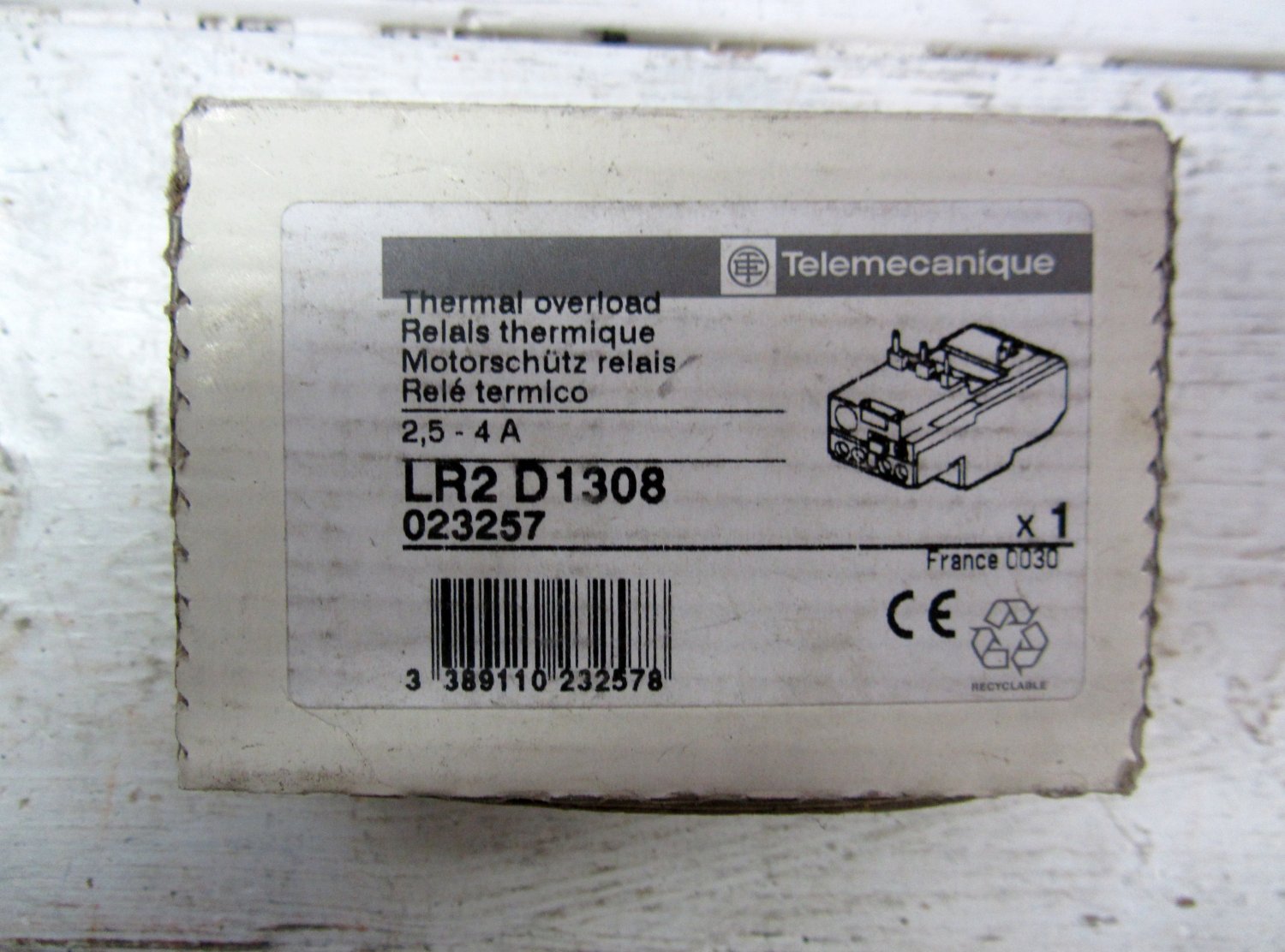 Telemecanique LR2D13 LR2-D1308 Bimetallic Overload Relay 2.5 - 4 AMP ...