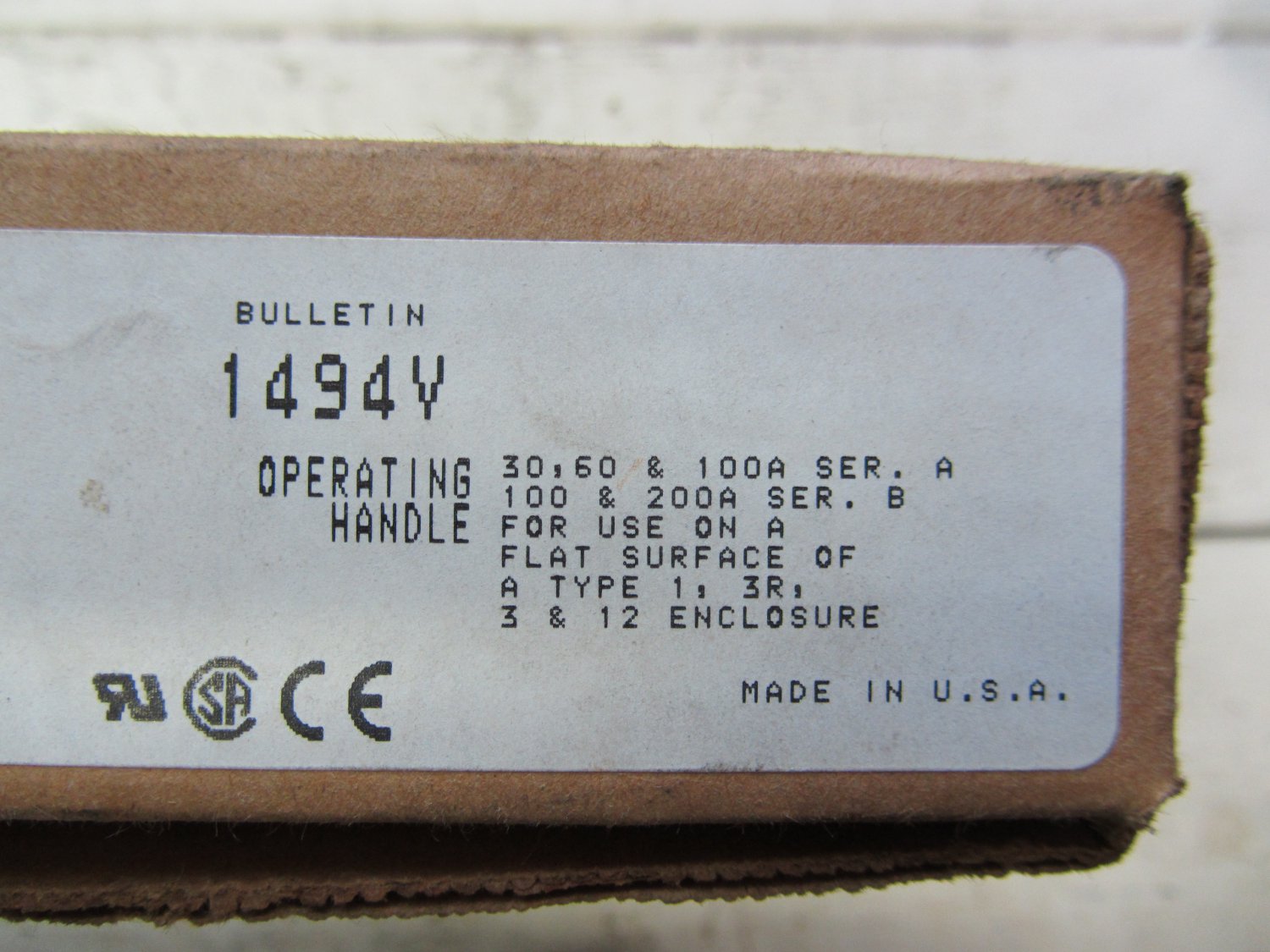 Allen Bradley 1494V-H1 Operator Handle Kit 60 - 200 Amp Variable Depth ...