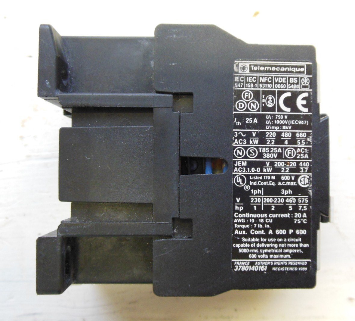 Telemecanique LC1D0910 48 VAC Motor Starter Contactor LC1D0910E7 600 ...