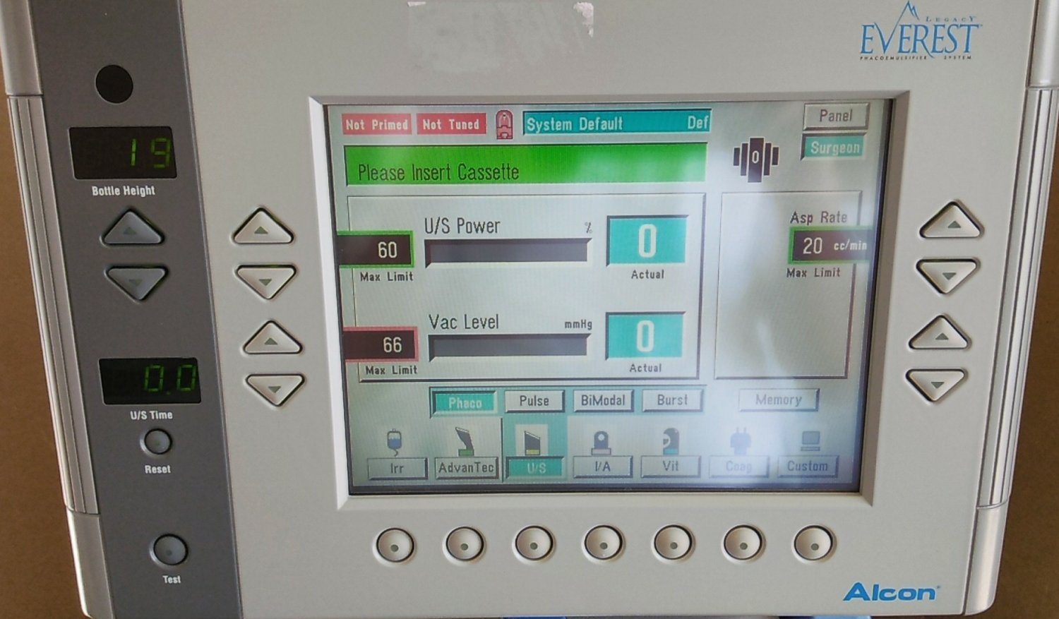 REDUCED! Alcon Everest Legacy 20000 phacoemulsifier Display Screen