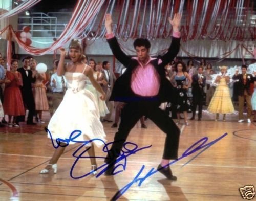 GREASE CAST SIGNED AUTOGRAPH 8X10 RP PHOTO OLIVIA NEWTON AND JOHN TRAVOLTA