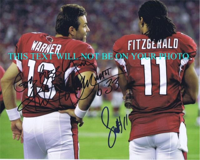 KURT WARNER AND LARRY FITZGERALD SIGNED AUTOGRAPH 8x10 RP PHOTO ARIZONA ...