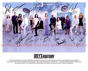 GREYS ANATOMY FULL CAST SIGNED AUTOGRAPHED 8x10 RP PHOTO BY 14 GREY'S