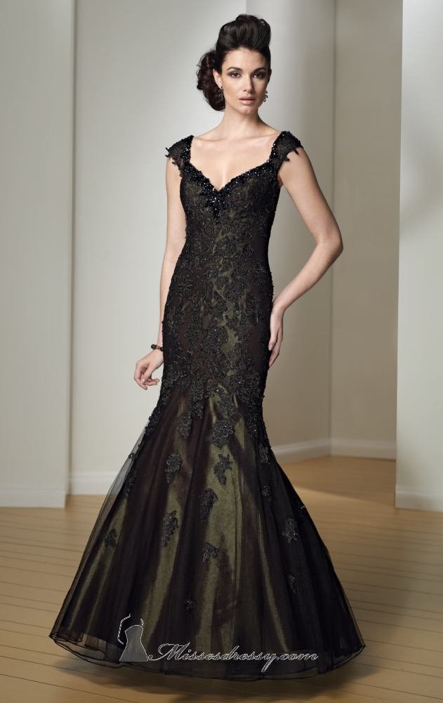 Cap Sleeve Evening Dress Copper green Lace Prom Dress Mother of the ...