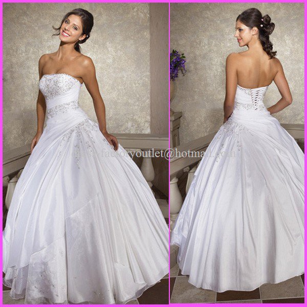 Strapless White Wedding Bridal Ball Gown A-line Prom Party Quinceanera ...