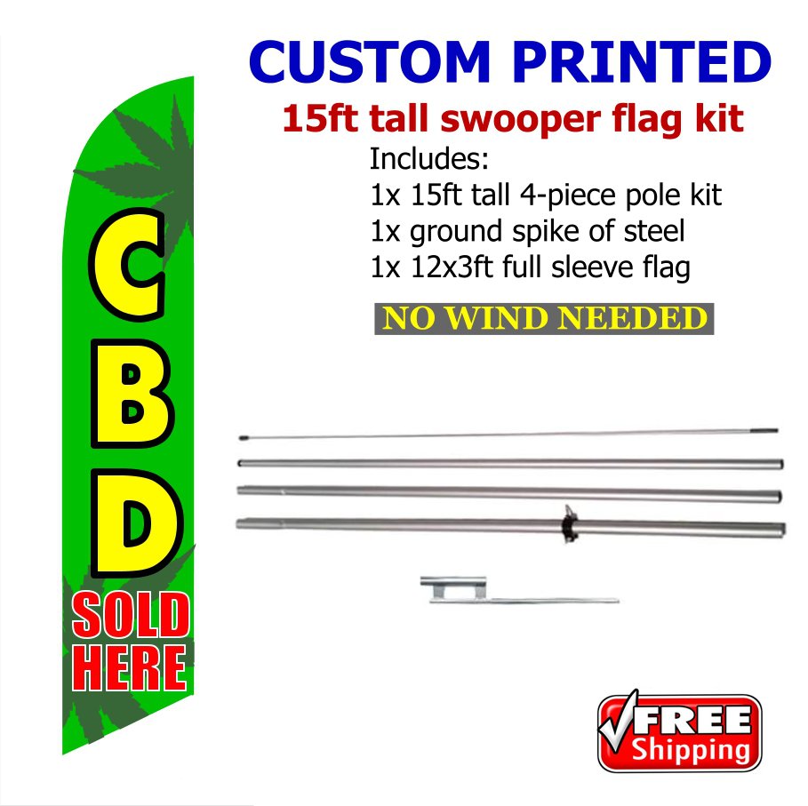 CBD SOLD HERE PREMIUM QUALITY Full Sleeve Advertising Banner Feather ...