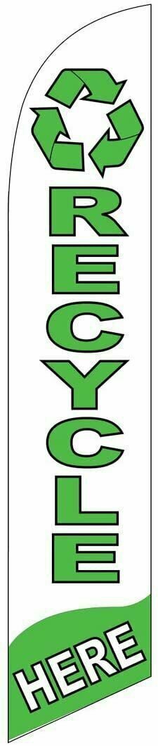 RECYCLE HERE Feather Swooper Flutter Flag vertical banner WINDLESS