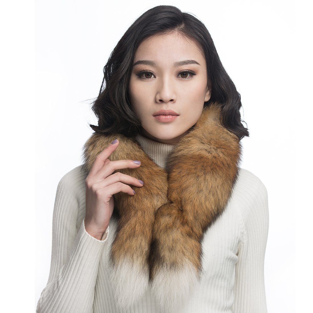 URSFUR Red Fox Fur Boa Scarf