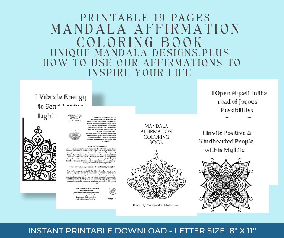 Mandala Affirmation coloring book digital