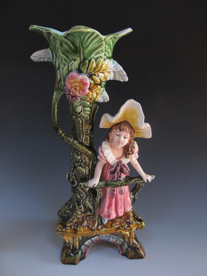 Old Antique Brothers Urbach Teplitz Bohemian Austrian Majolica Boy Girl ...