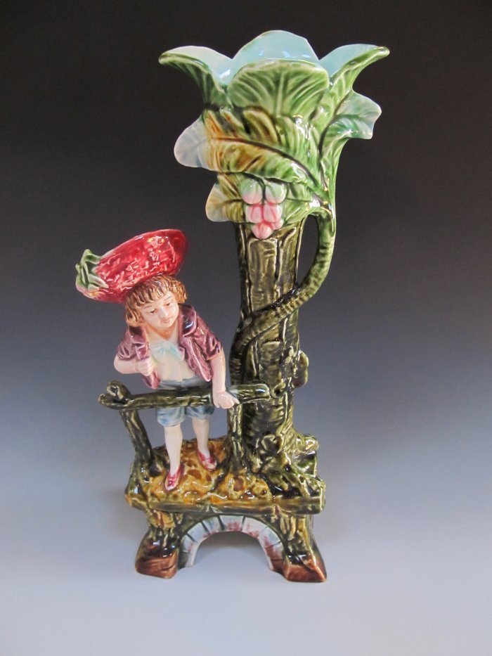 Old Antique Brothers Urbach Teplitz Bohemian Austrian Majolica Boy Girl ...