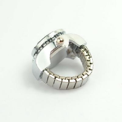 Lady's Stainless steel Silver Ring Watch with cover