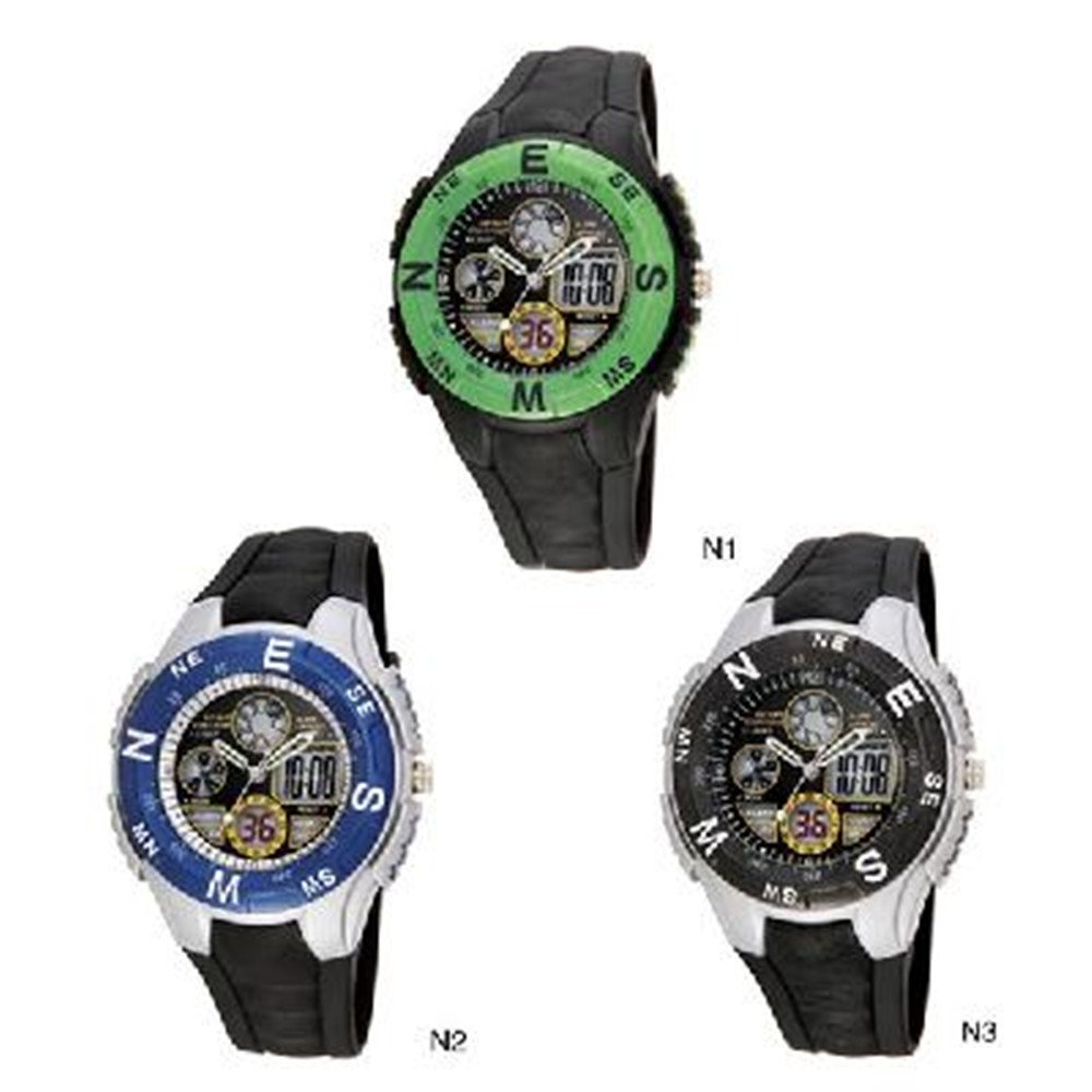 HighQuality PASNEW LED+Pointer Water-proof Dual Time Boys Sport Watch --N1