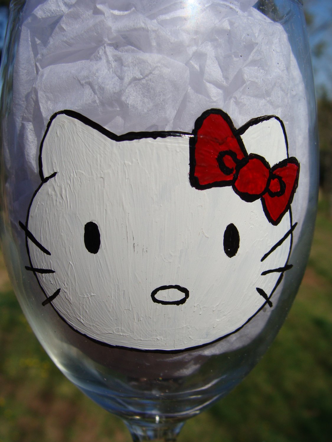 Hello Kitty Hand Painted Wine Glass