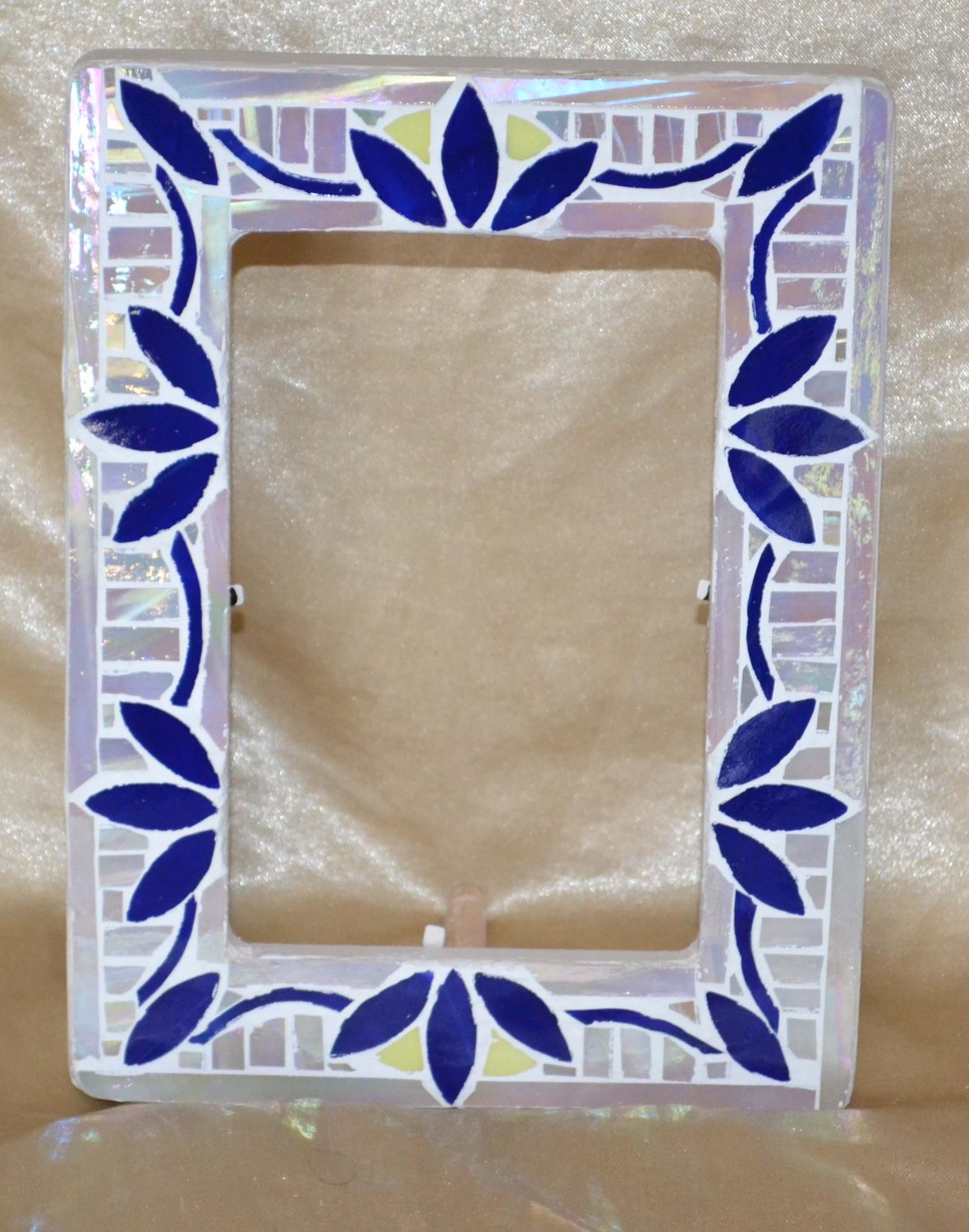 Mosaic Photo Frame - Blue and White Iridescent Glass