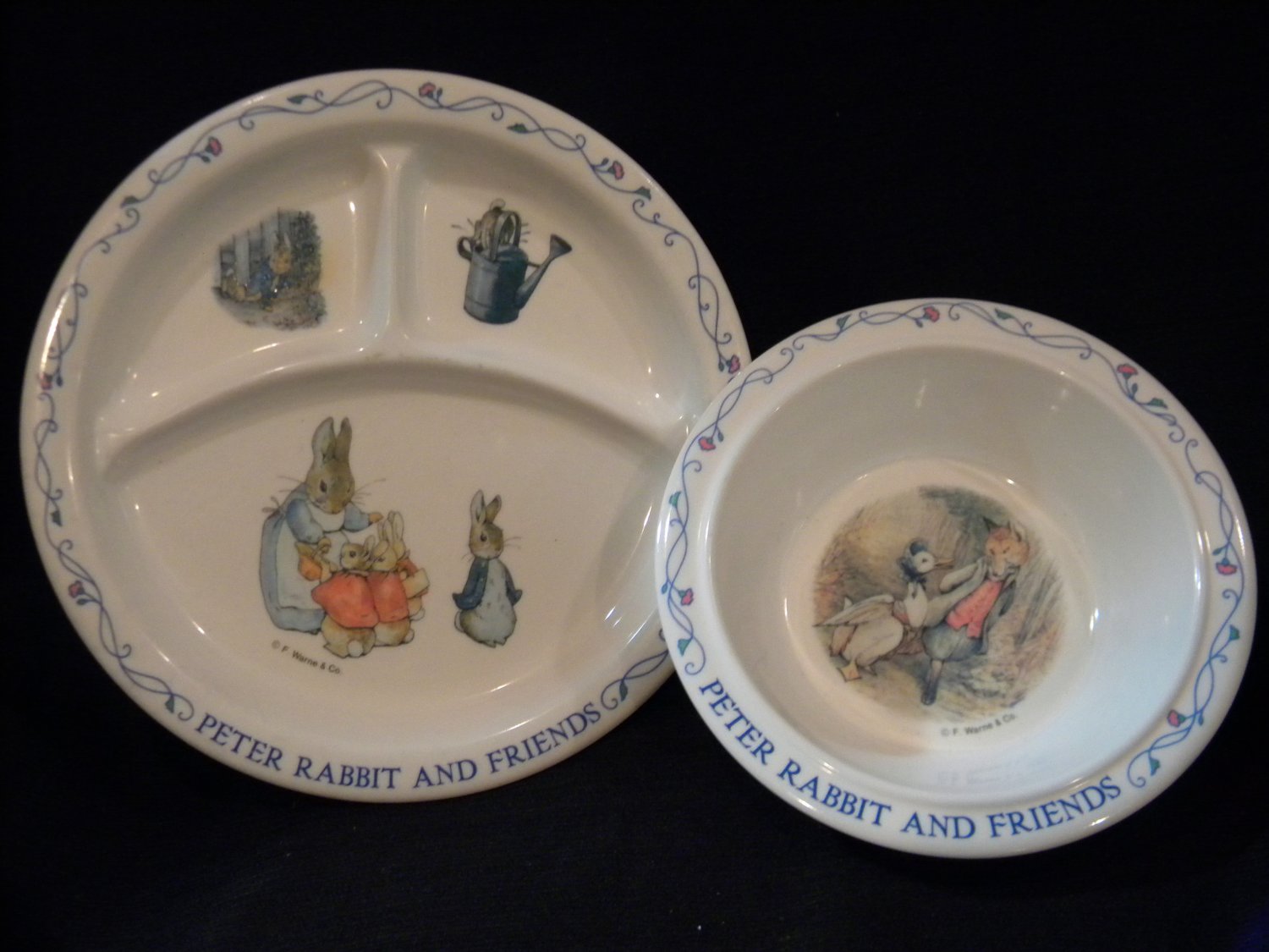Peter Rabbit Childs Plate n Bowl Set F Warne & Co Eden
