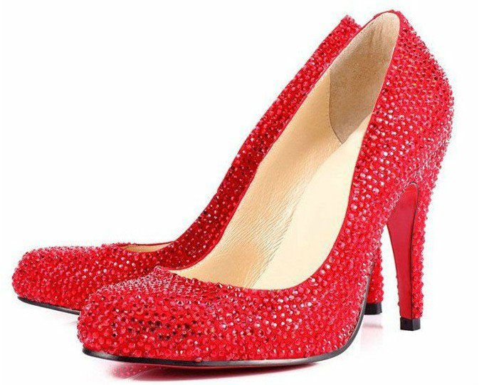 latest style shiny diamond red high heels