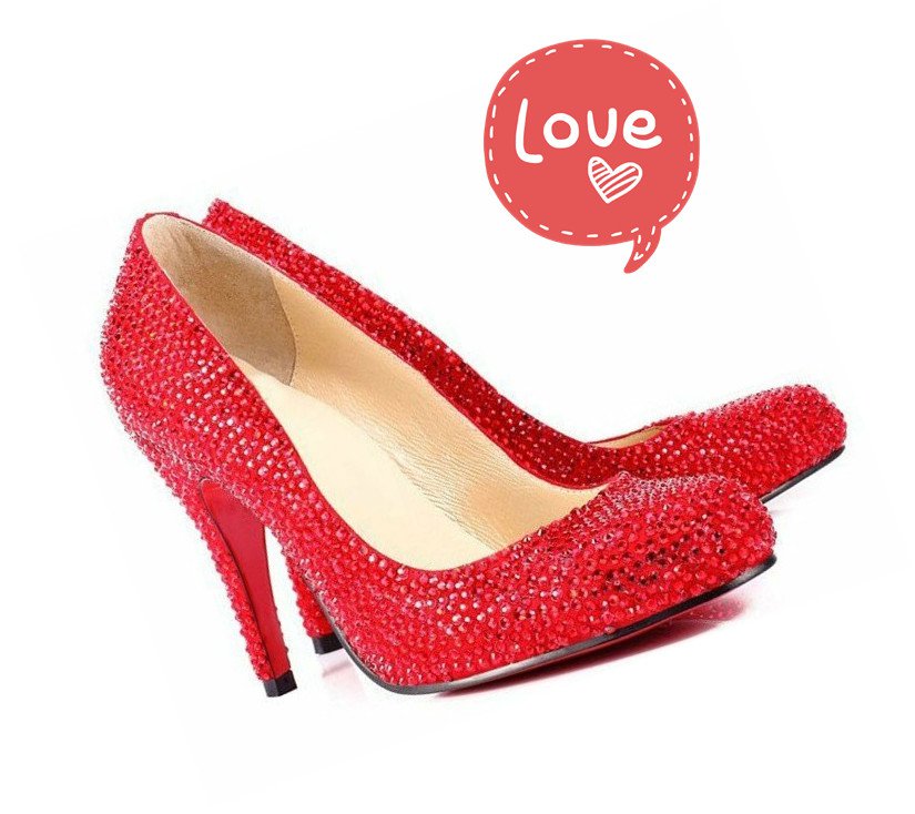 latest style shiny diamond red high heels